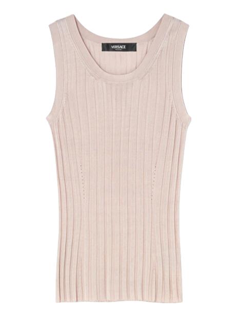 VERSACE Versace Medusa Plaque Ribbed Knit Tank Top